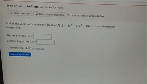 Solved Find All The Values Of X Where The Graph Of