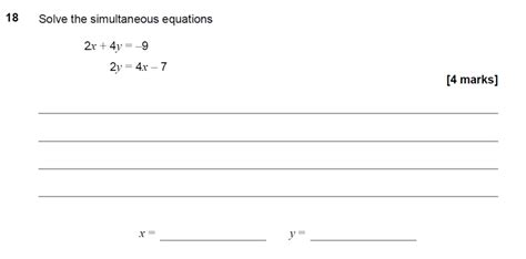 Gcse 9 1 Maths Simultaneous Equations Past Paper Questions Pi