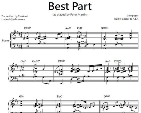 Best Part Daniel Caesar And Her Jazz Piano Transcription