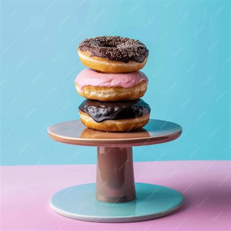 Premium Photo A Stack Of Donuts On A Stand With One That Says Donuts