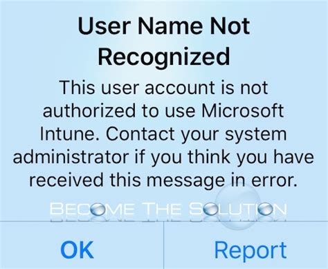Fix User Name Not Recognized Intune Iphone