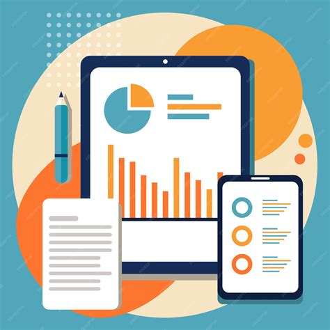 Premium Vector Data Analytics Concept Tablet With Data Chart Online