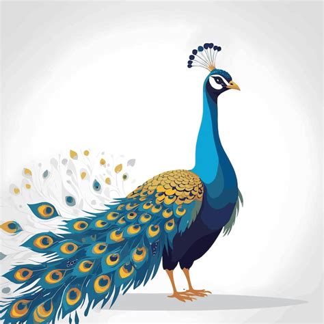 Beautiful Peacock Cartoon On White Background Premium Ai Generated Vector