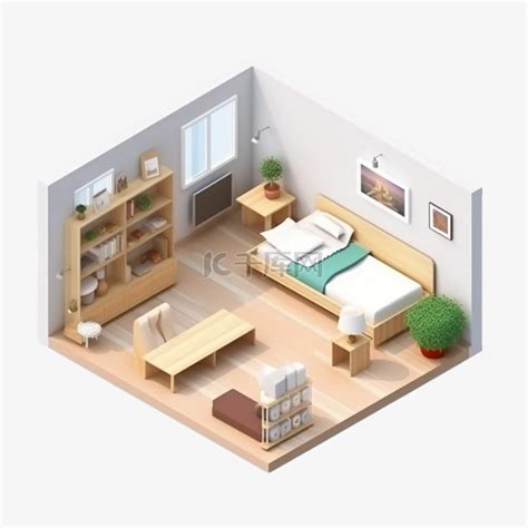 3d房间模型黄色木制地板立体素材图片免费下载 千库网