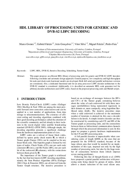 hdl library of processing units for generic and dvb s2 ldpc decoding