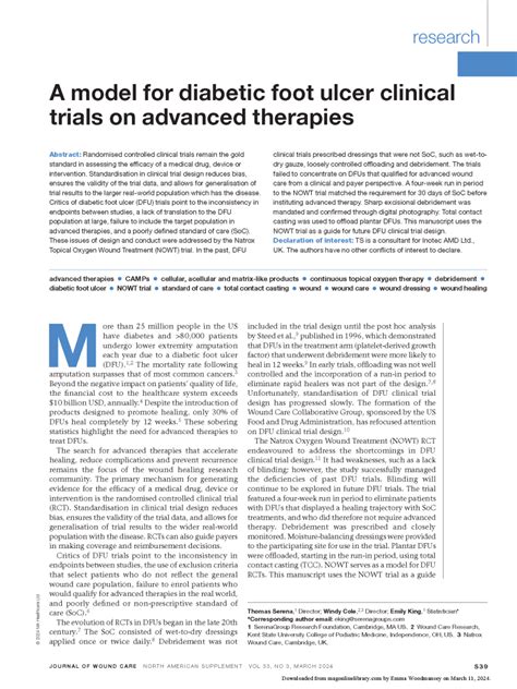 Natrox® A Model For Diabetic Foot Ulcer Clinical Trials On Advanced