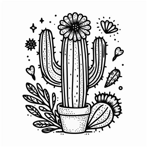 Free Vector Hand Drawn Cactus Outline Illustration Premium Ai