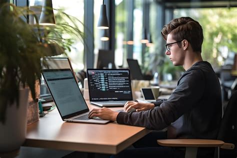 Dedicated Computer Science Major Engrossed In Learning New Programming Languages Premium Ai