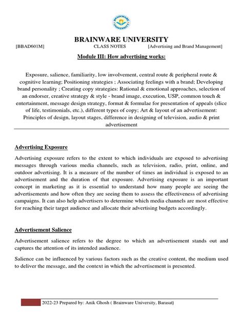 Module 3 Notes Bbad601m Ab Pdf Target Audience Advertising