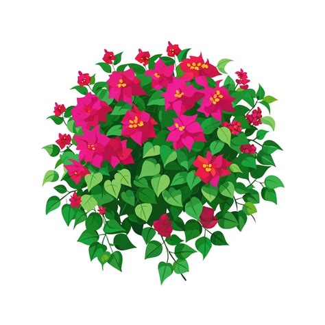 Premium Vector Beautiful Flowers Tree And Bush Flat Style Vector Illustration