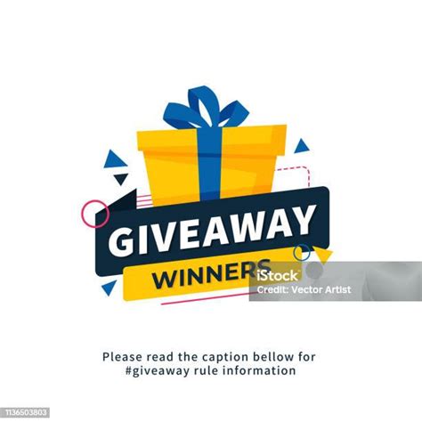 선물 우승자 소셜 미디어 게시물 또는 웹 사이트 배너 포스터 템플릿 디자인 현대 타이포 그래피 텍스트 스타일과 선물 상자 벡터 일러스트 소셜 네트워킹에 대한 스톡 벡터 아트