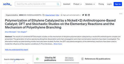 Polymerization Of Ethylene Catalyzed By A Nickel 2 Anilinotropone