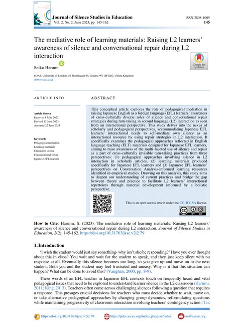 Pdf The Mediative Role Of Learning Materials Raising L2 Learners Awareness Of Silence And