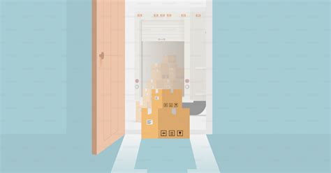 현관문이 열리고 배달 패키지 상자와 배달 트럭이 밖에 있는 배달 개념입니다 벡터 Eps 10 그림 벡터 Unsplash의 패키지 이미지