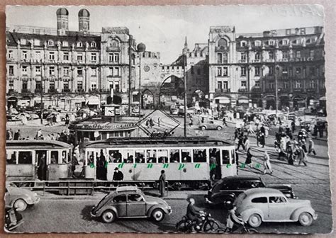 MÜnchen Karlsplatz Trambahn Oldtimer Autos Fotokarte 1956 Eur 900
