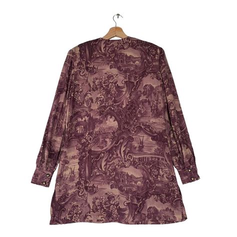 Vintage Jun Ashida Tokyo Paris Women Blouse Printed Long Sleeve Blouse Button Up Shirt 90s