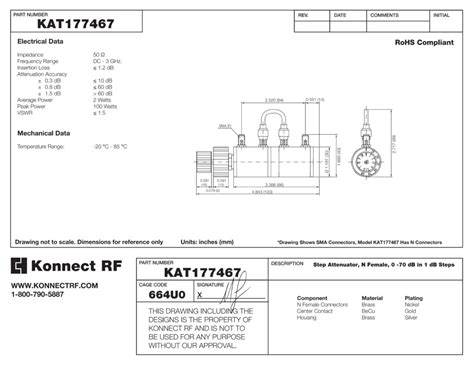 Step Attenuator N Female Dc 3 Ghz 50 Ohms 2 Watts 0 70 Db In 1 Db