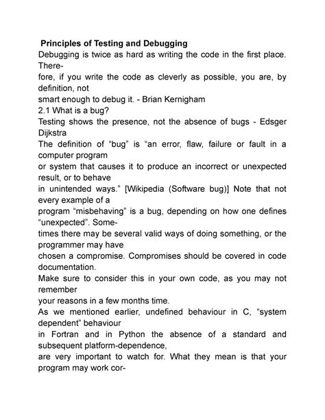 Principles Of Testing And Debugging Software Development Principles Of Testing And Debugging
