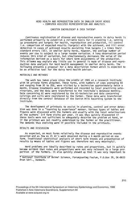 Pdf Herd Health And Reproduction Data In Smaller Dairy Herds