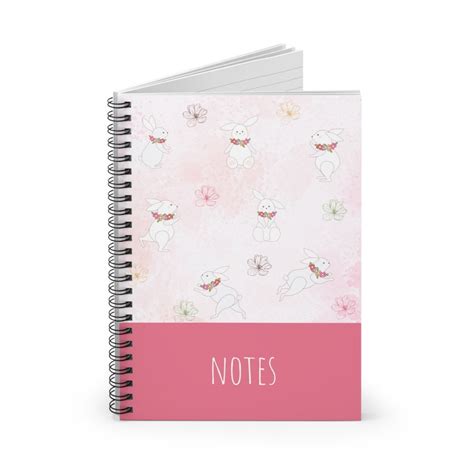 Pink Spring Spiral Notebook Spring Bunny Notebook Aesthetic Spring