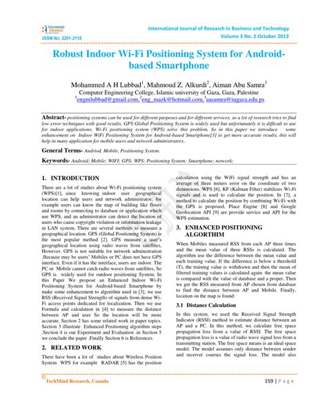 PDF Robust Indoor Wi Fi Positioning System For Android Based Smartphone