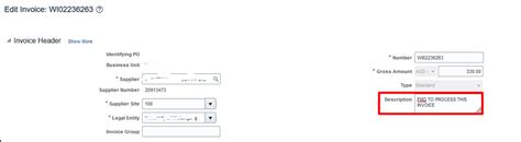 To Be Able To See The Description From The Invoice Header In The Ap Workbench — Cloud Customer