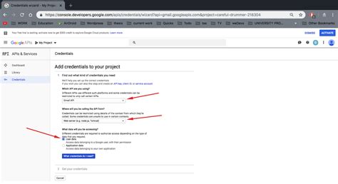 how to configure gmail api connection in the crm settings