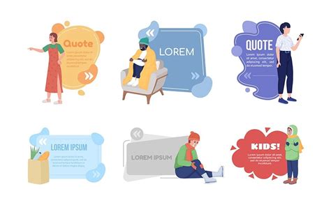Life Situations Quote Textbox With Flat Characters Set