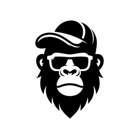 Premium Vector Gorilla In Cap And Sunglasses Gorilla Face On White Background Cool Gorilla Icon