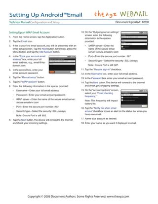 Setup IMAP Email On The Android PDF