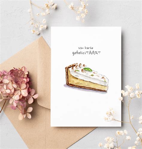 Dubbele Kaart Gefeliciteerd Taart Christamulderillustraties