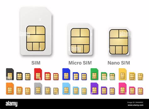 Vector Realistic SIM Card Set SIM Card Closeup Isolated In Front View Design Template For