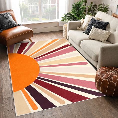 Hasoo 5 X 7 Area Rug Washable Rug Sun Pattern Print Area Rug Modern
