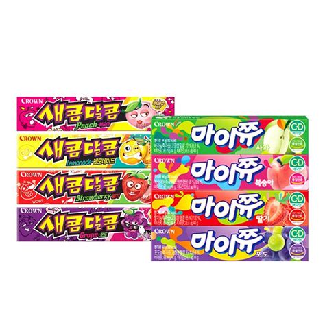 크라운 츄잉캔디 스틱세트 총 40개 새콤달콤29g 4종 각5개 마이쮸 44g 4종 각5개 홈플러스 택배배송