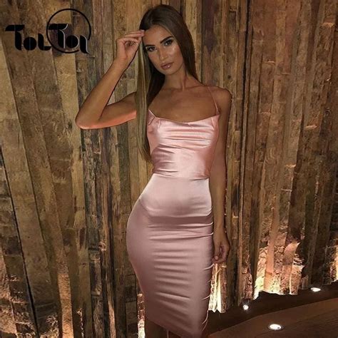 Stretch Satin Mini Dresses Women Sexy Straps Slim Fit Bodycon Party
