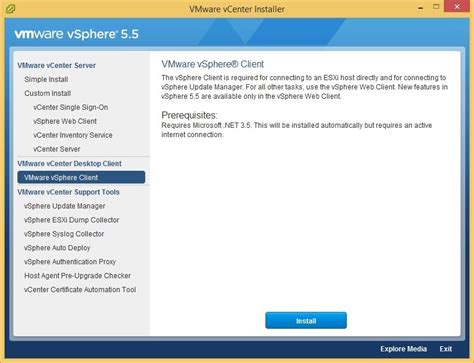 vsphere client installation vmware esxi