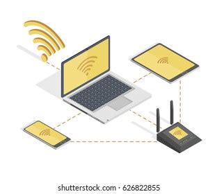 Vector Illustration Different Devices Connected Network Stock Vector Royalty Free