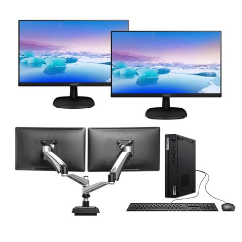 Dual Screen Workstation Bundle Pc Dual Monitors Dual Mount Venture