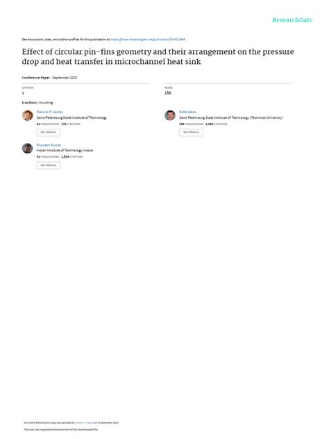 Effect Of Circular Pin Fins Geometry And Their Arrangement On The Pressure Drop And Heat