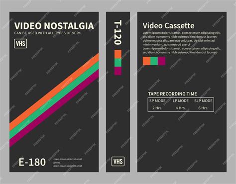 Premium Vector Black Vhs Cassette Label Cover Template Full Three