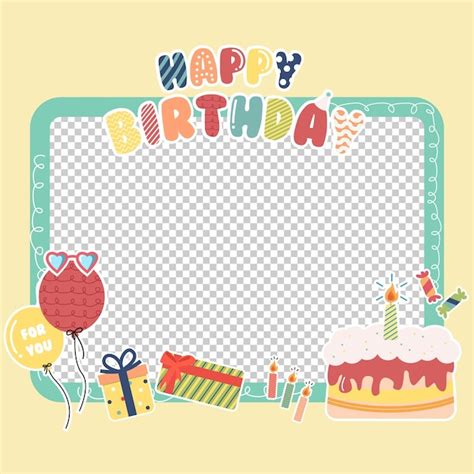 Bbirthday Cute Frame Collection Premium Vector