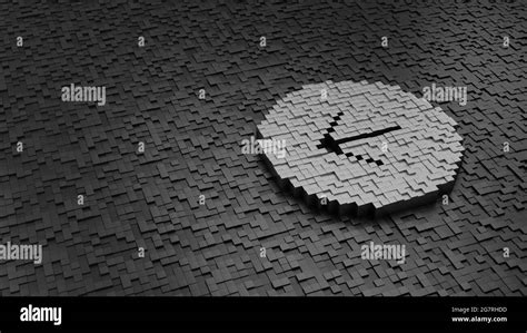 3d Rendering Metal Cubes In Shape Of Symbol Of Open Left Rounded Arrow In Circle Light Silver