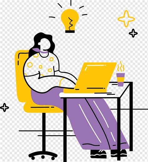 Woman Works At A Computer In An Office Png Pngwing