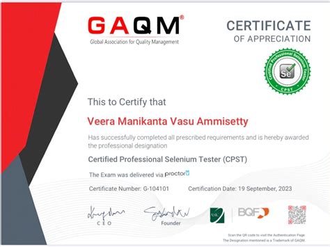 Vasu Ammisetty Gaqm® On Linkedin Cpst Certification Softwaretesting