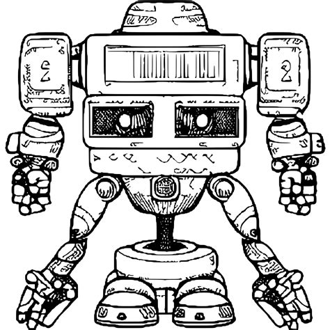 Robot Coloring Page · Creative Fabrica