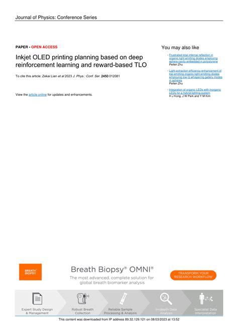 Pdf Inkjet Oled Printing Planning Based On Deep Reinforcement