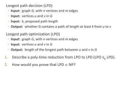 Solved Longest Path Decision Lpd Input Graph G With N