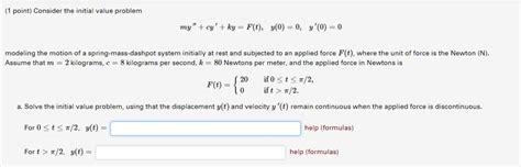 Solved 1 Point Consider The Initial Value Problem My