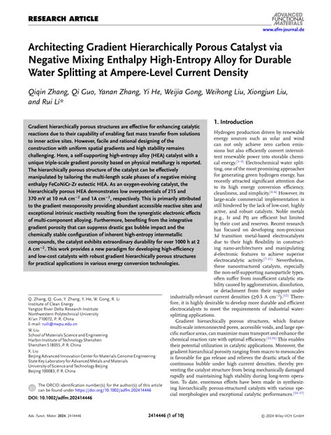 Architecting Gradient Hierarchically Porous Catalyst Via Negative Mixing Enthalpy High‐entropy