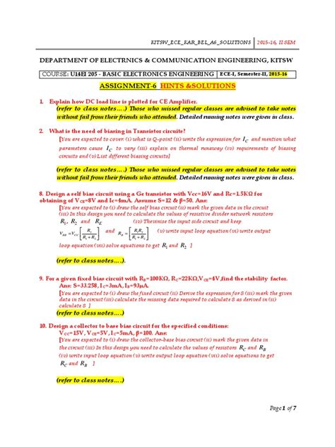 Assignment 6 Solutions Download Free Pdf Electrical Network Computer Engineering